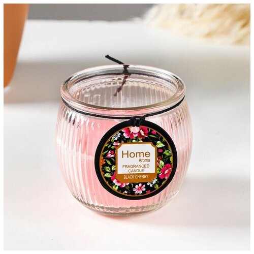 Свеча ароматическая в стакане "Home aroma", цветочный, розовая, 7х5,5см