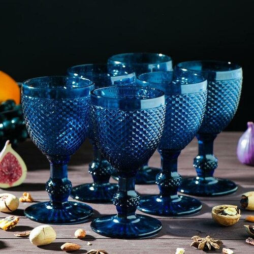 Набор бокалов стеклянных Magistro «Вилеро», 280 мл, 6 шт, цвет синий