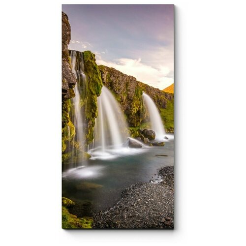 Модульная картина Гора Киркюфель и ниспадающие водопады80x160
