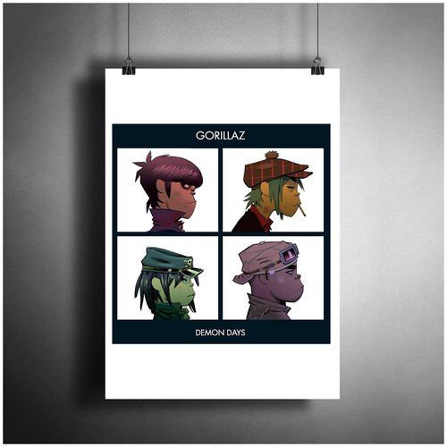 Постер плакат для интерьера "Музыка: Британская виртуальная группа Гориллаз. Группа Gorillaz"/ Декор дома, офиса, комнаты A3 (297 x 420 мм)