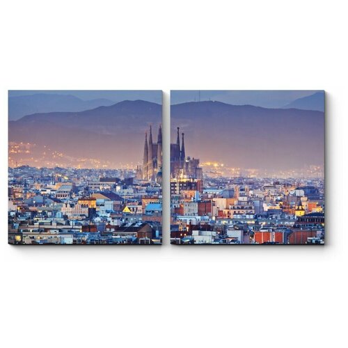 Модульная картина Величественная Барселона в сумерках60x30