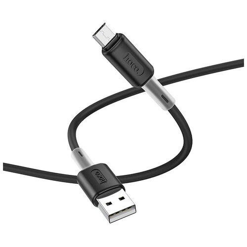 USB Кабель Micro, HOCO, X48, силиконовый с пружинкой, черный