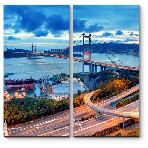 Модульная картина Великолепный вид на знаменитый мост Гонконга 50x50