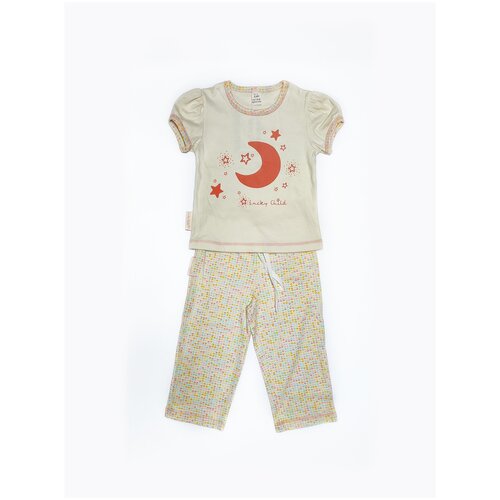 Пижама  lucky child, размер 26 (80-86), бежевый, золотой