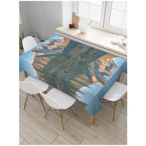 Скатерть прямоугольная JoyArty на кухонный стол "Доплыть до гор" из оксфорда, 120x145 см