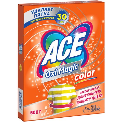 Пятновыводитель Ace Oxi Magic, 14 мл, 500 г, для белых и светлых тканей, для замачивания