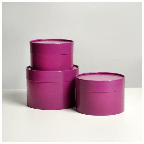 Дарите Счастье Набор шляпных коробок 3 в 1 фиолетовый, 16 х 10, 14 х 9, 13 х 8,5 см