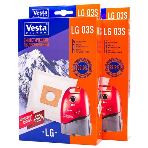 Vesta filter LG 03 S Xl-Pack комплект пылесборников, 8 шт + 4 фильтра