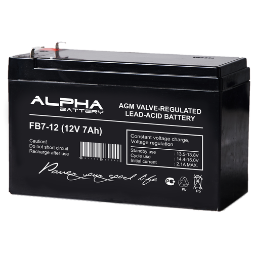 Свинцово-кислотный аккумулятор ALPHA BATTERY FB 7.0-12 (12 В, 7.0 Ач)