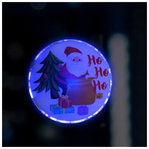 Luazon Lighting Светодиодная игрушка на липучке «Дед Мороз с ёлкой» 13 см, батарейки LR44х3, свечение мульти