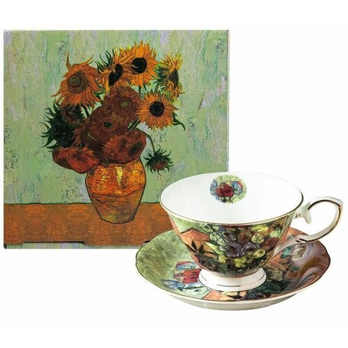 Чашка для чая с блюдцем подарочный комплект Винсент Ван Гог Розы