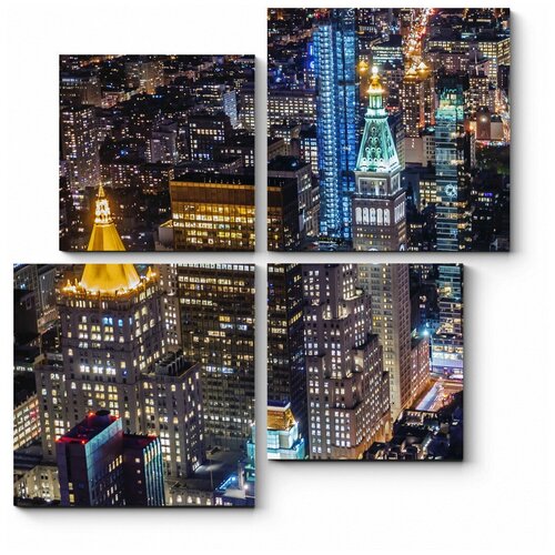 Модульная картина Вид на ночной Нью-Йорк 70x70