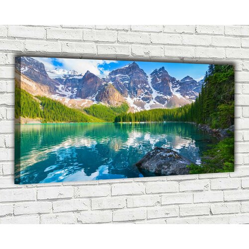 Большая картина на холсте для интерьера "Озеро в горах" 60х100 см. Ф0217 Крепления в подарок