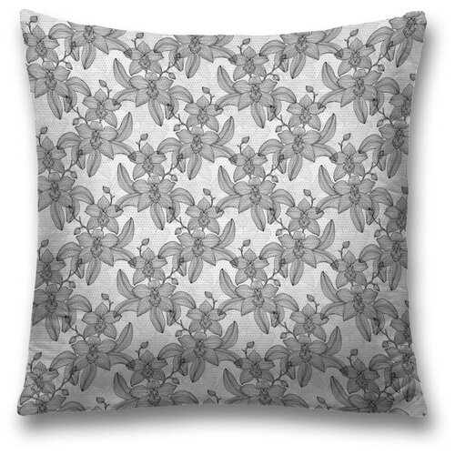 Наволочка декоративная на молнии, чехол на подушку JoyArty "Орхидеи в графике" 45х45 см