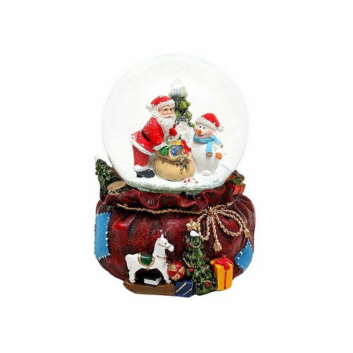 Снежный шар музыкальный подарочное настроение, подсветка, снежный вихрь, 15 см, батарейки, Sigro 50-1197