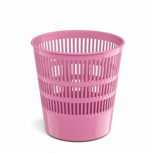 Корзина для бумаг и мусора ErichKrause Pastel, 12 литров, пластик, сетчатая, розовая (комплект из 5 шт)