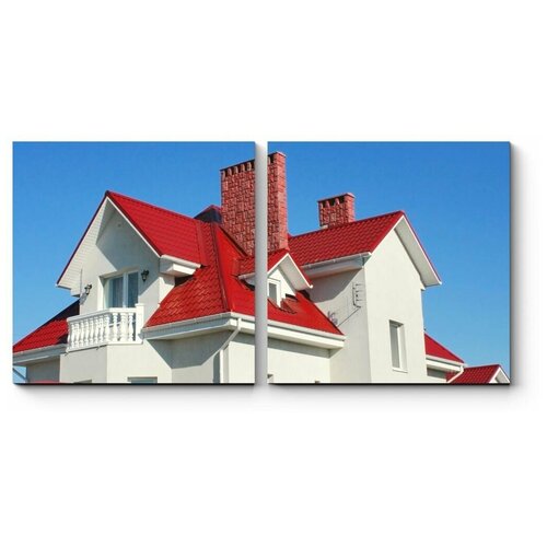 Модульная картина Дом с красной крышей150x75