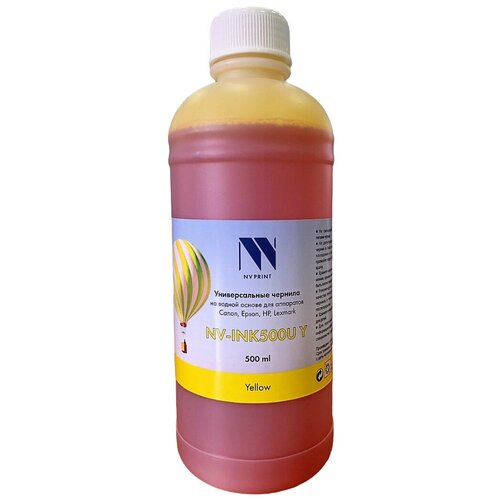 Чернила NV PRINT универсальные на водной основе для Сanon, Epson, НР, Lexmark (500 ml) Yellow, box
