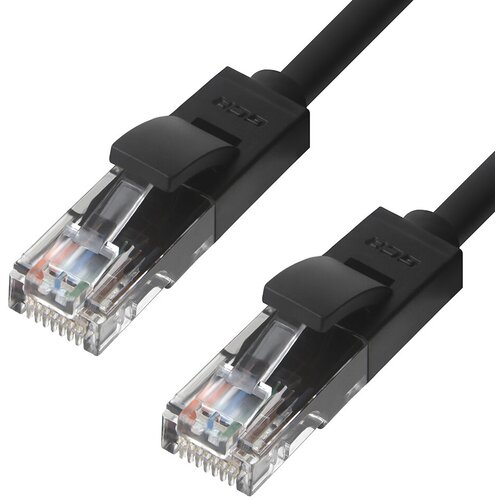 GCR Патч-корд прямой 5.0m UTP кат.5e, черный, 24 AWG, литой, ethernet high speed 1 Гбит/с, RJ45, T568B