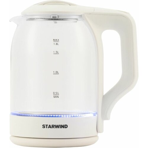 Чайник электрический StarWind SKG1056, 2000Вт, белый и прозрачный