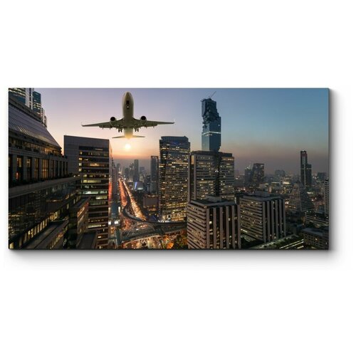 Модульная картина Пролетая над крышами Бангкока 110x55