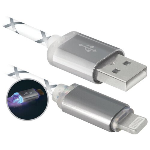 Кабель Defender USB - Apple Lightning (ACH03-03LT), 1 м, серый