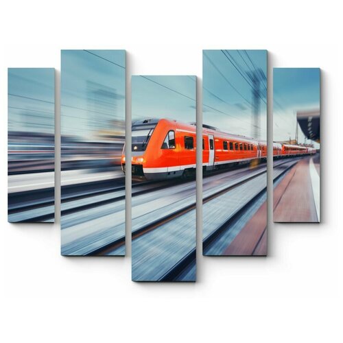 Модульная картина Высокоскоростной красный пассажирский пригородный поезд161x131