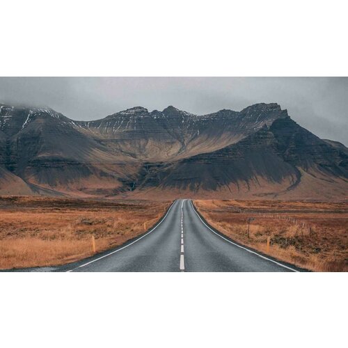 Картина на холсте 60x110 LinxOne "Дорога, горы, разметка, Исландия" интерьерная для дома / на стену / на кухню / с подрамником
