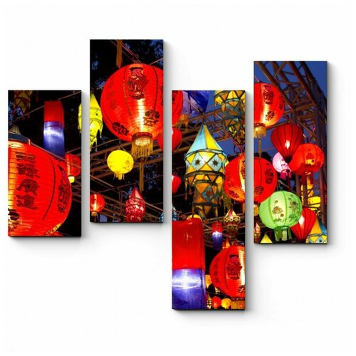 Модульная картина Волшебный свет китайских фонариков, Гонконг 124x116