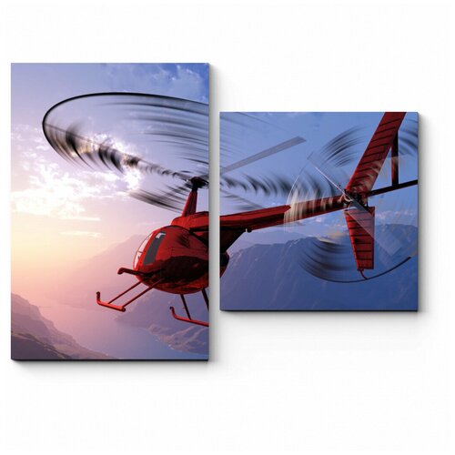Модульная картина Красный вертолет 80x60