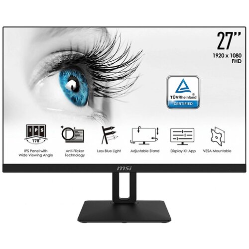 27" Монитор MSI PRO MP271P, 1920x1080, 75 Гц, IPS, черный