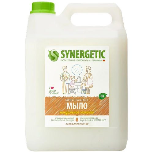 Synergetic Мыло жидкое Миндальное молочко нейтральный, 5 л, 5 кг