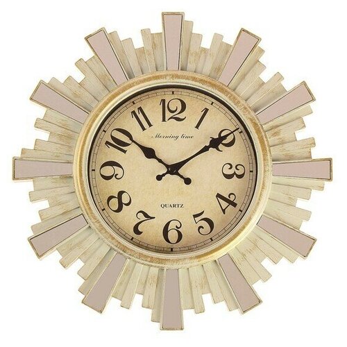 Часы настенные, серия: Интерьер, "Лучики Солнца", d-30 см, циферблат 16 см, бежевые