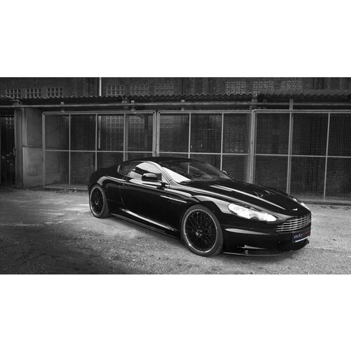 Картина на холсте 60x110 Альянс Лес "Aston Martin чёрный DBS black" на подрамнике / интерьер/ декор