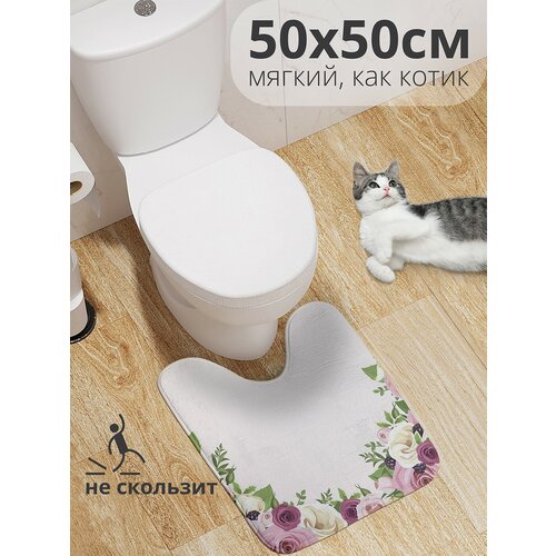 Коврик для туалета с вырезом противоскользящий JoyArty JoyArty "Арка цветов" 50x50 см