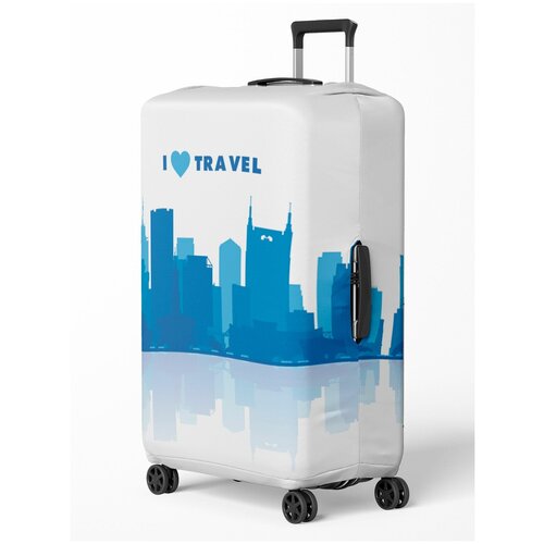 Чехол для чемодана , размер S, белый, голубой