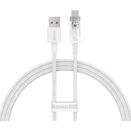 Кабель USB BASEUS Explorer Series Fast Charging USB - Type-C, 6A, 100W, 2 м, белый