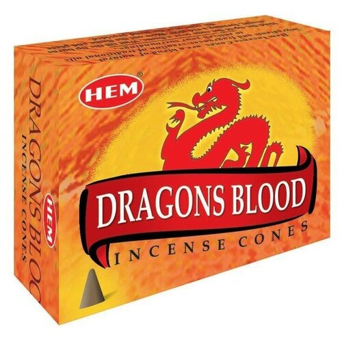 Hem Incense CONES DRAGONS BLOOD (Благовония конусы кровь дракона, Хем), уп. 10 конусов.