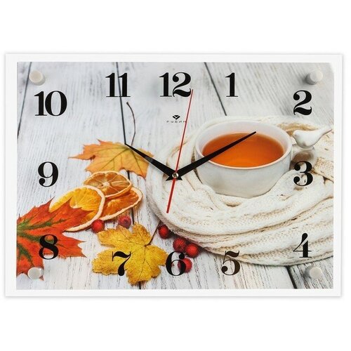 Часы настенные, интерьерные: Кухня, "Чай на даче осенью", бесшумные, 30 х 40 см