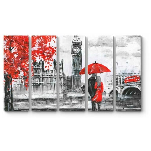 Модульная картина Влюбленные на берегу Темзы, Лондон 100x60