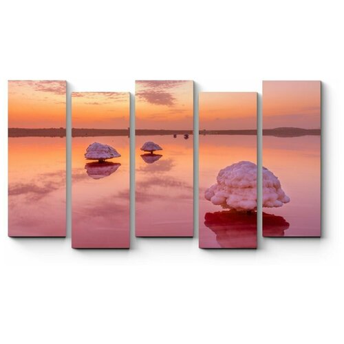 Модульная картина Розовый закат в зеркале воде 120x69