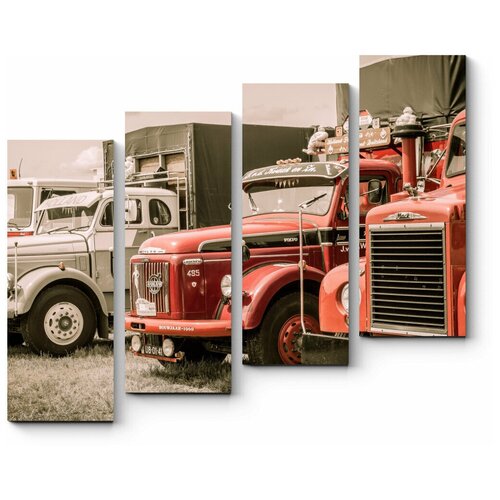 Модульная картина Красные грузовики 80x69