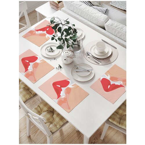 Салфетки на стол для сервировки прямоугольные, плейсмат JoyArty "Романтическая абстракция", 32x46 см, в комплекте 4шт.