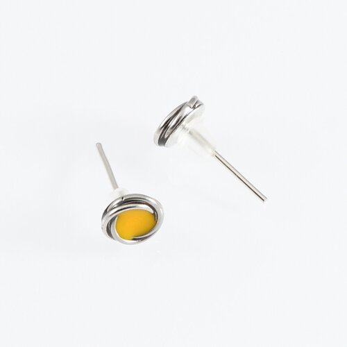 Серьги пусеты Алёна Китаева, размер/диаметр 7 мм, желтый