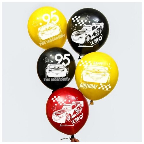 Воздушные шары "С Днем Рождения", Тачки (набор 5 шт) 12 дюйм