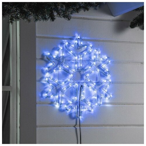 Светодиодная фигура «Снежинка», 52 см, дюралайт, 96 LED, 220 В, мерцание, свечение синий/белый