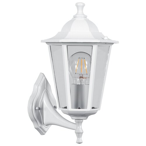 Feron Уличный настенный светильник 6201 11063, E27, 100 Вт, цвет арматуры: белый, цвет плафона бесцветный