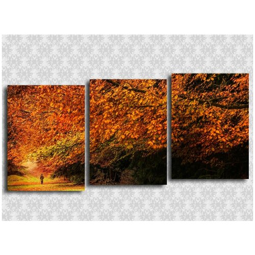 Модульная картина на Дереве - "Теплая осень", размер 90х60 см
