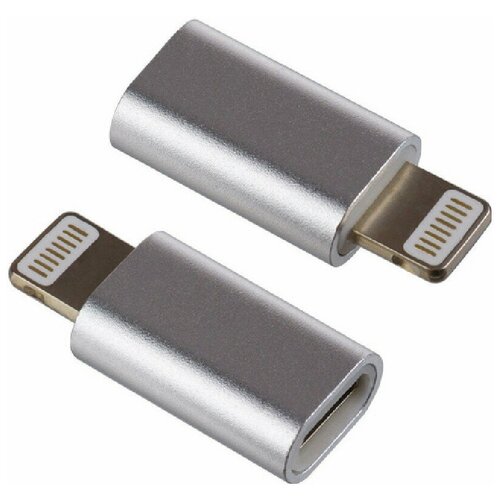 Переходник PERFEO для iPhone, Micro USB розетка - 8 PIN (Lightning), серебро (I4313)