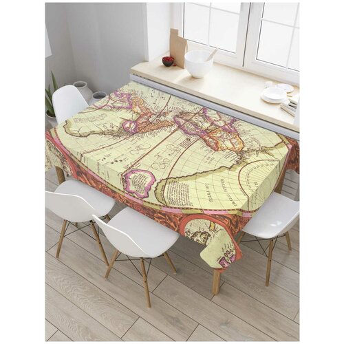 Скатерть прямоугольная JoyArty на кухонный стол "Старая карта Запада" из оксфорда, 180x145 см